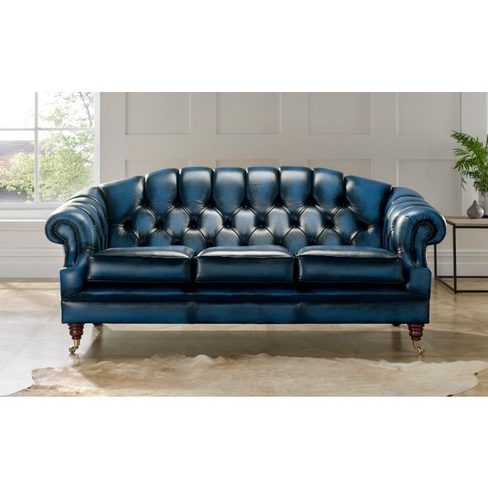 Blue chesterfield footstool store